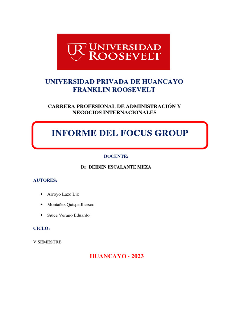 INFORME DEL FOCUS GROUP Mermelada de Aguaymanto y Cushuro Final | Descargar gratis PDF | Grupo ...