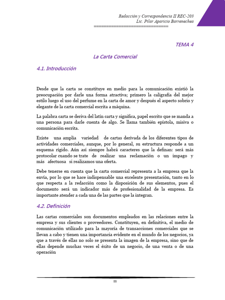 TEMA 4 La Carta Comercial 1er BIM | PDF