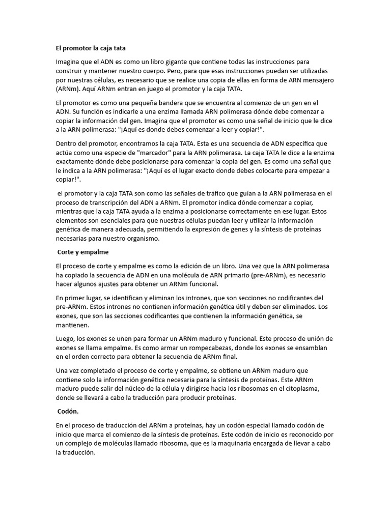 Función de la caja TATA en transcripción | PDF | Messenger Rna ...
