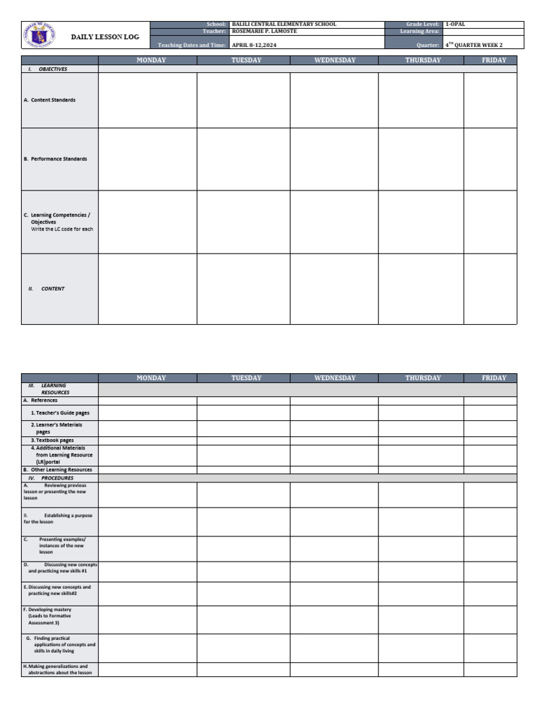 Sample-Dll 1 | PDF | Teachers | Learning