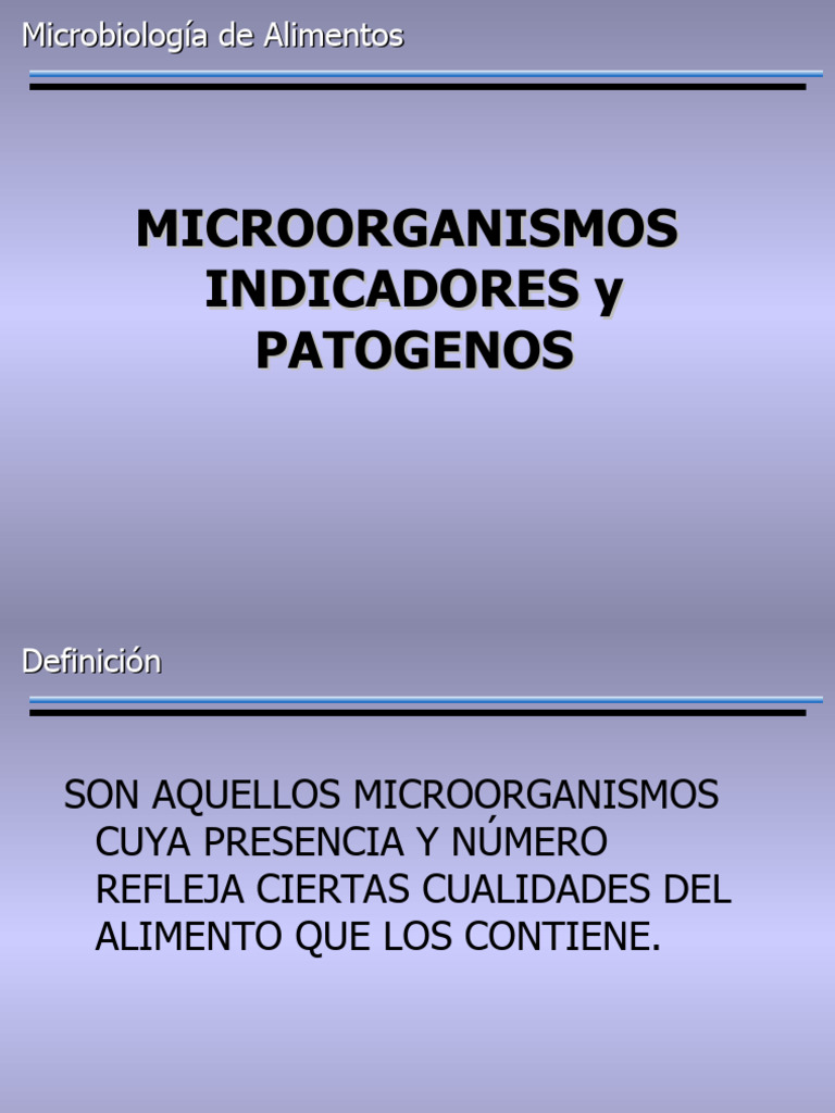 Microorganismos Indicadores en Alimentos | PDF | Alimentos | Microorganismo