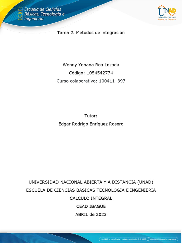 Métodos de Integración por Wendy Roa | PDF | Integral | Cálculo