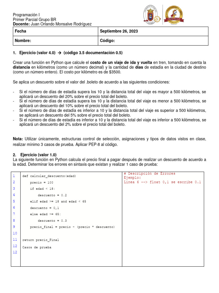 Primer Parcial Programacion I Ar Br Descargar Gratis Pdf Python Lenguaje De