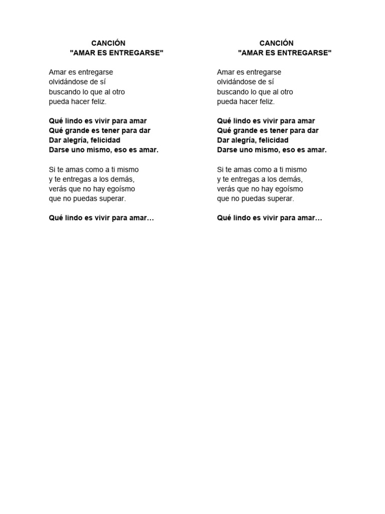 Canción Amar Es Entregarse | PDF
