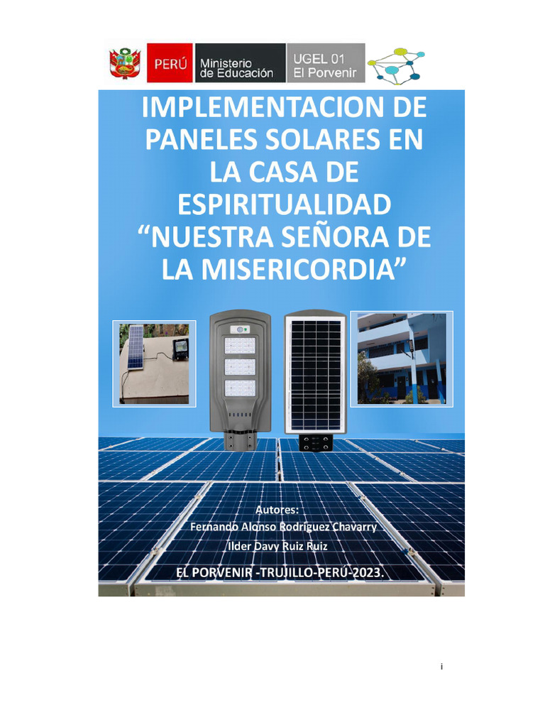 PROYECTO DE PANELES SOLARES ALTERNATIVA DE SOLUCIÓN 2023 | PDF ...