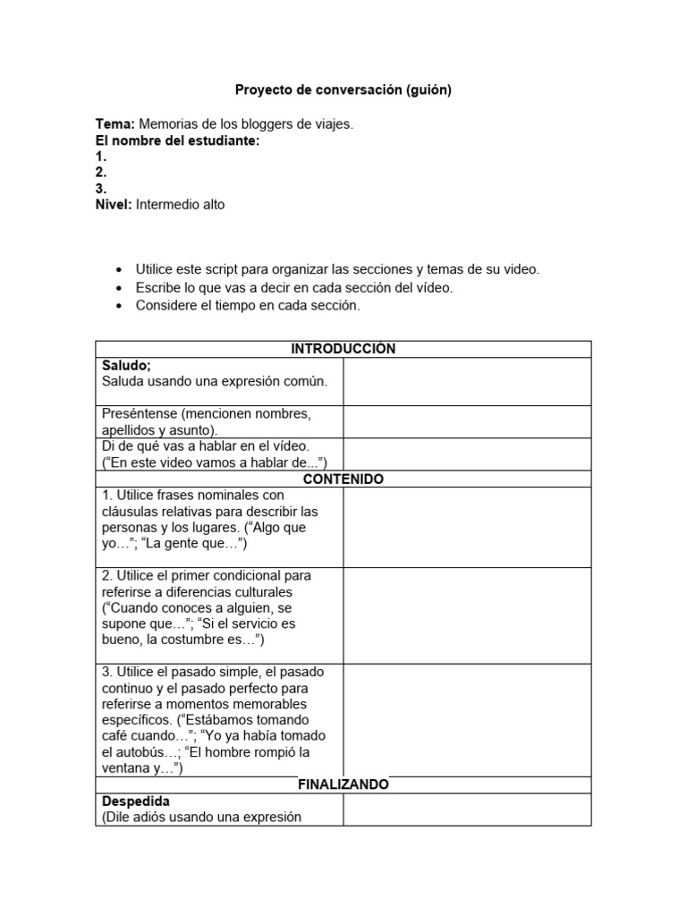 Project Script Form Nivel Intermedio Alto-1 | PDF