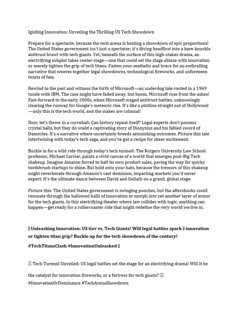 US Tech Showdown: Innovation vs. Giants | PDF