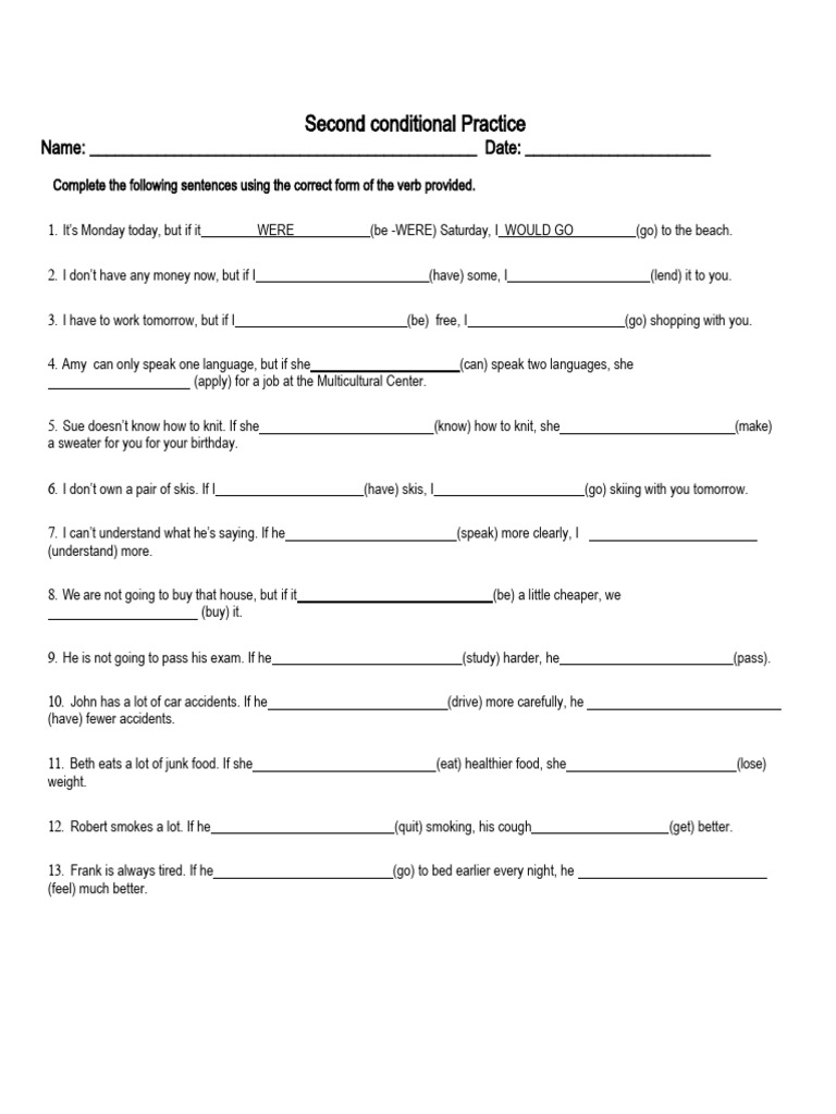 Second Conditional Practice | PDF | Languages | Foreign Language Studies