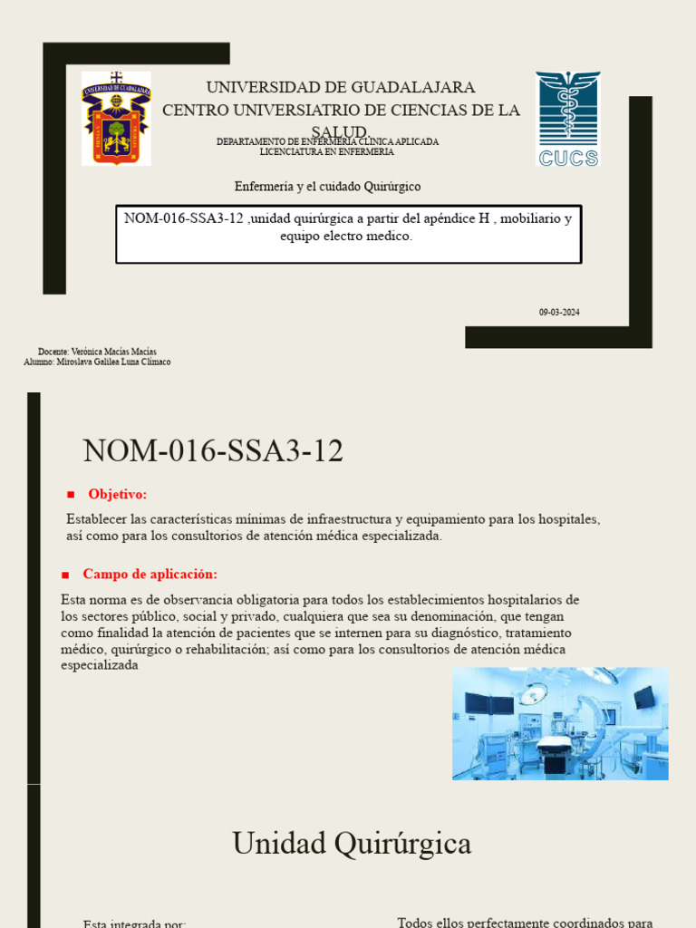Nom 016 Unidad Quirurgica Apendice H | Descargar gratis PDF | Enfermería | Hospital