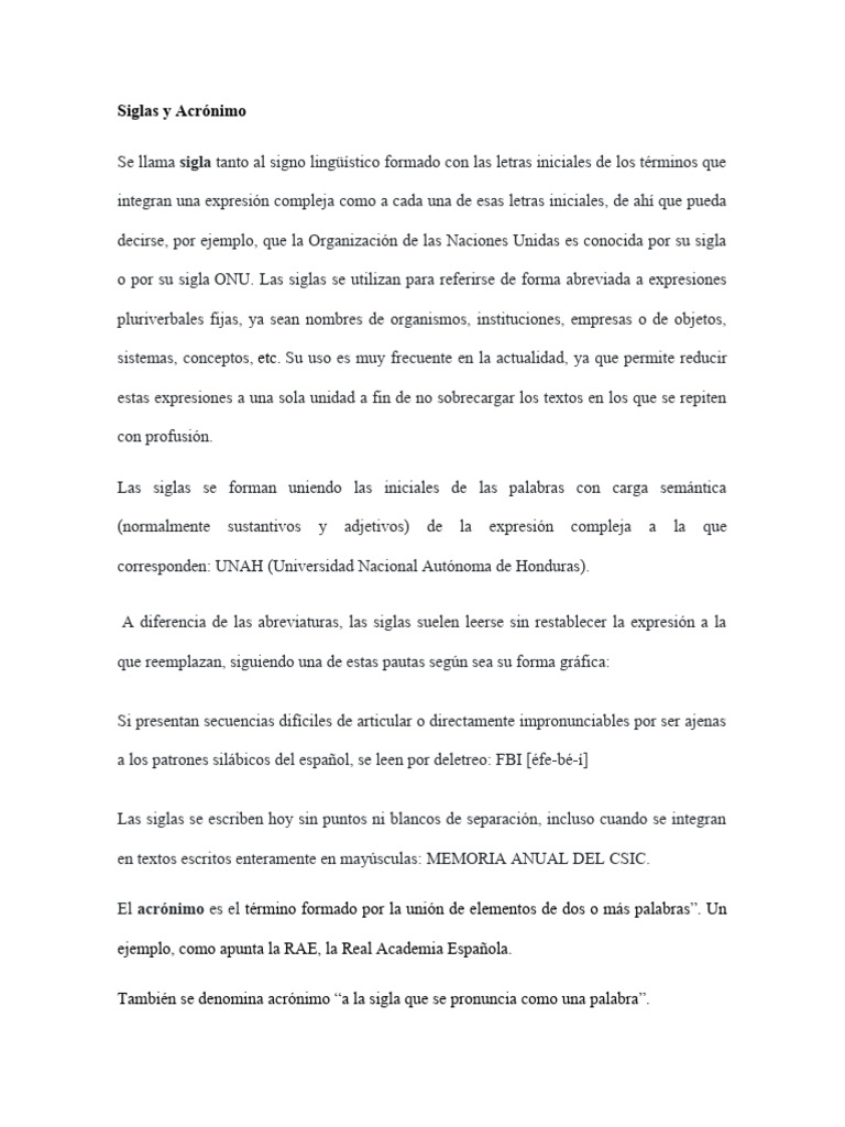 Siglas y Acrónimo | PDF | Acrónimo | Lingüística