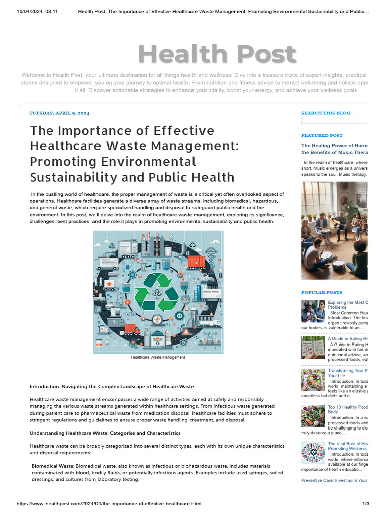 Health Post - The Importance of Effective Healthcare Waste Management - Promoting Environmental ...