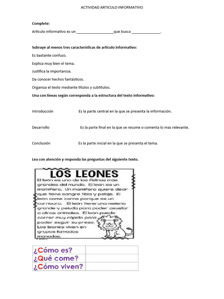 Actividad Articulo Informativo | PDF