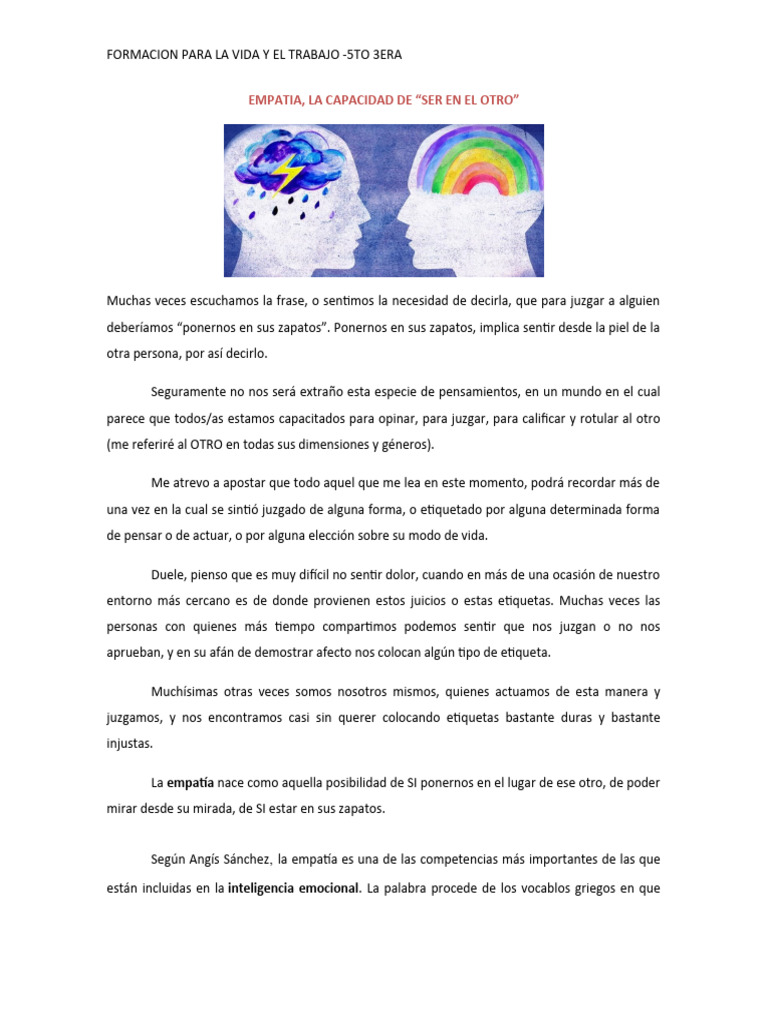 Empatía: Clave para la Vida y Trabajo | PDF | Empatía | Las emociones