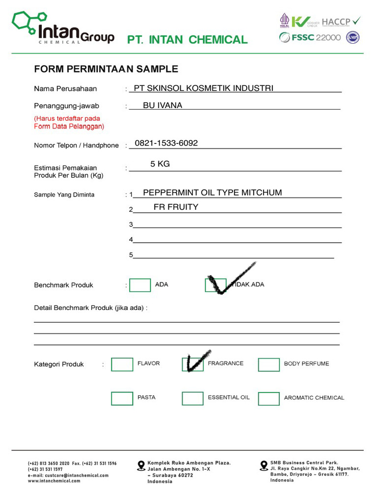 FORM - PERMINTAAN SAMPLE 2023-40 - Signed | PDF
