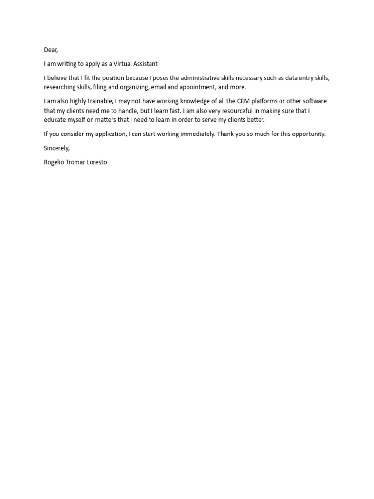 Application Letter (Simple1) | PDF