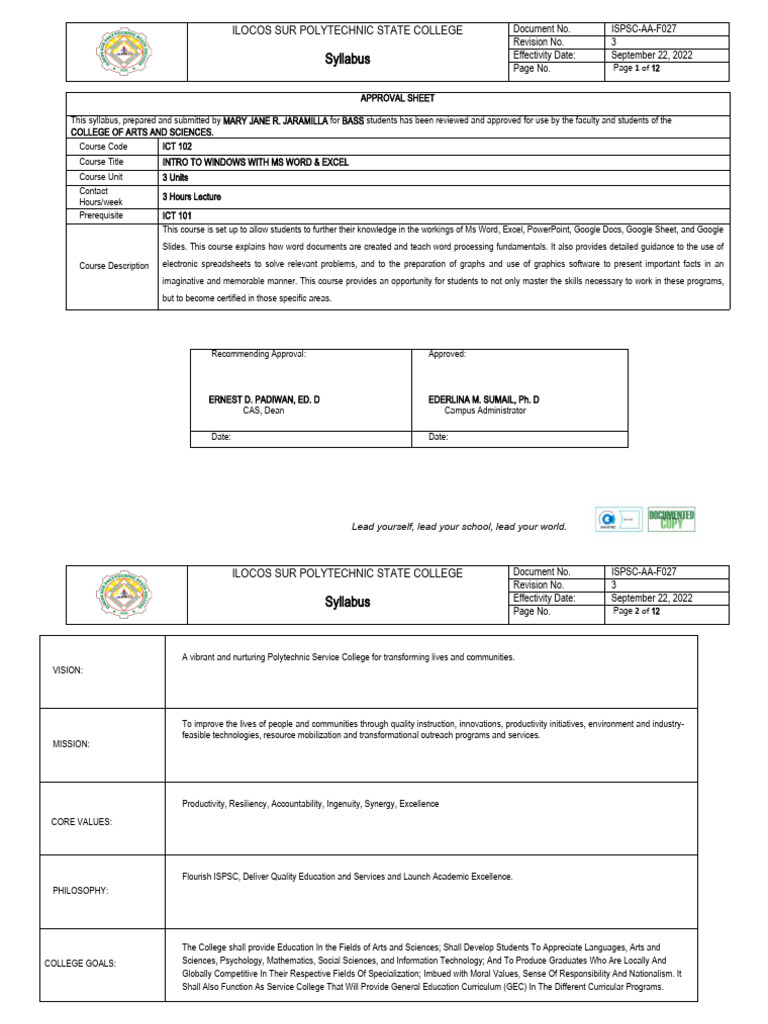 Ict 102 Ics2 | PDF | Microsoft Excel | Microsoft Office