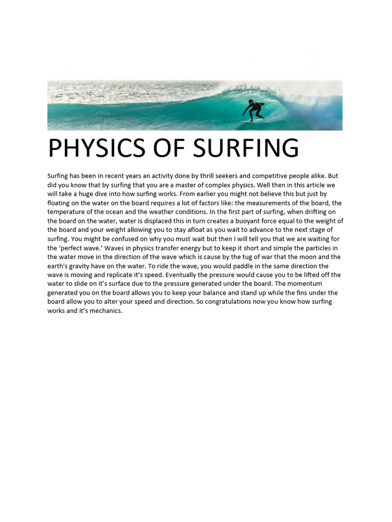 Physics Behind Surfing Mechanics | PDF | Social Science | Travel