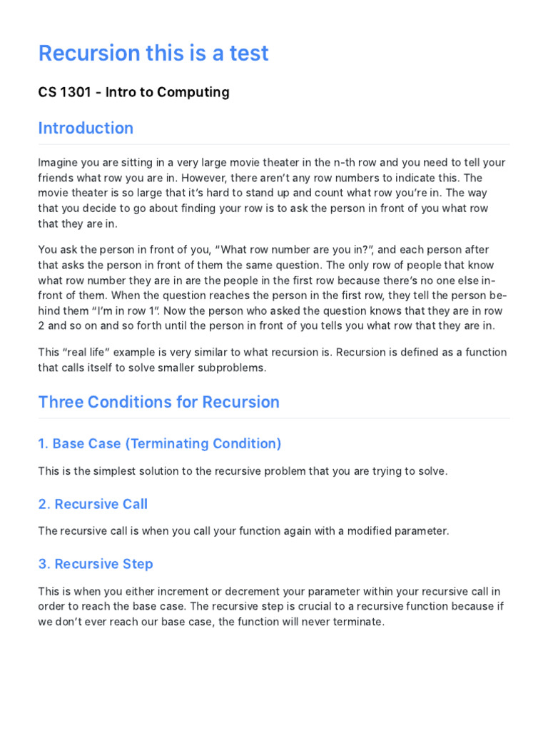 10 - Recursion Handout | PDF | Recursion | Mathematical Logic 10 - Recursion Handout | PDF | Recursion | Mathematical Logic