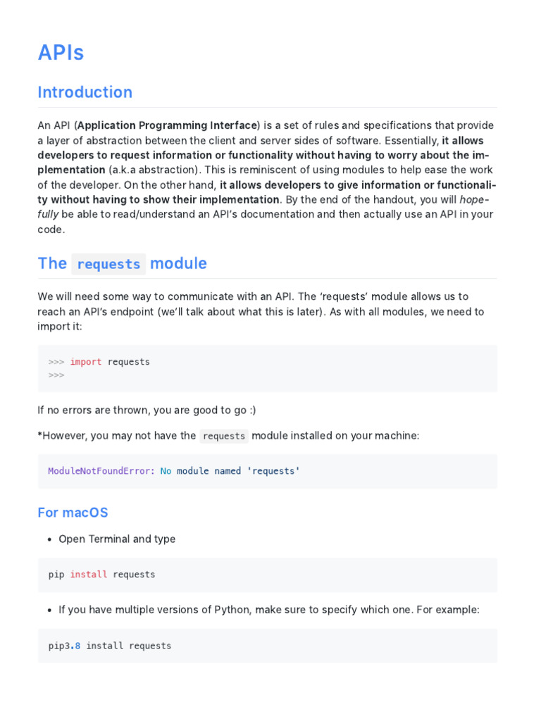 09 - API Handout | Download Free PDF | Json | Python (Programming Language)