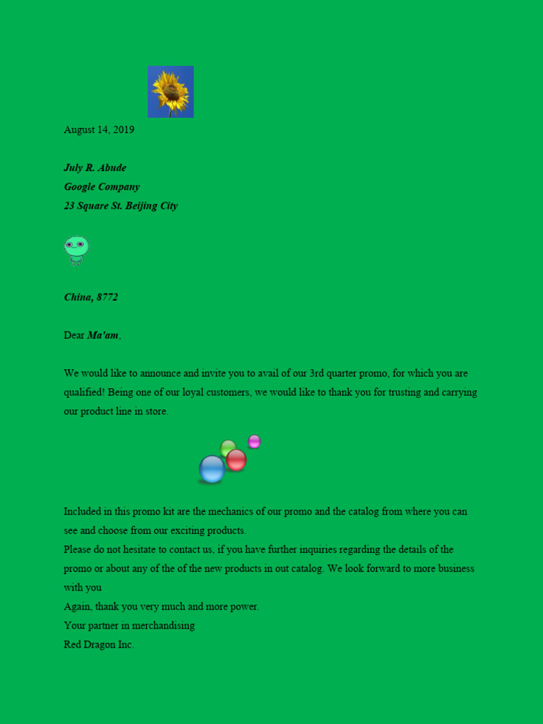3rd Quarter Promo Invitation Letter | PDF | Career & Growth