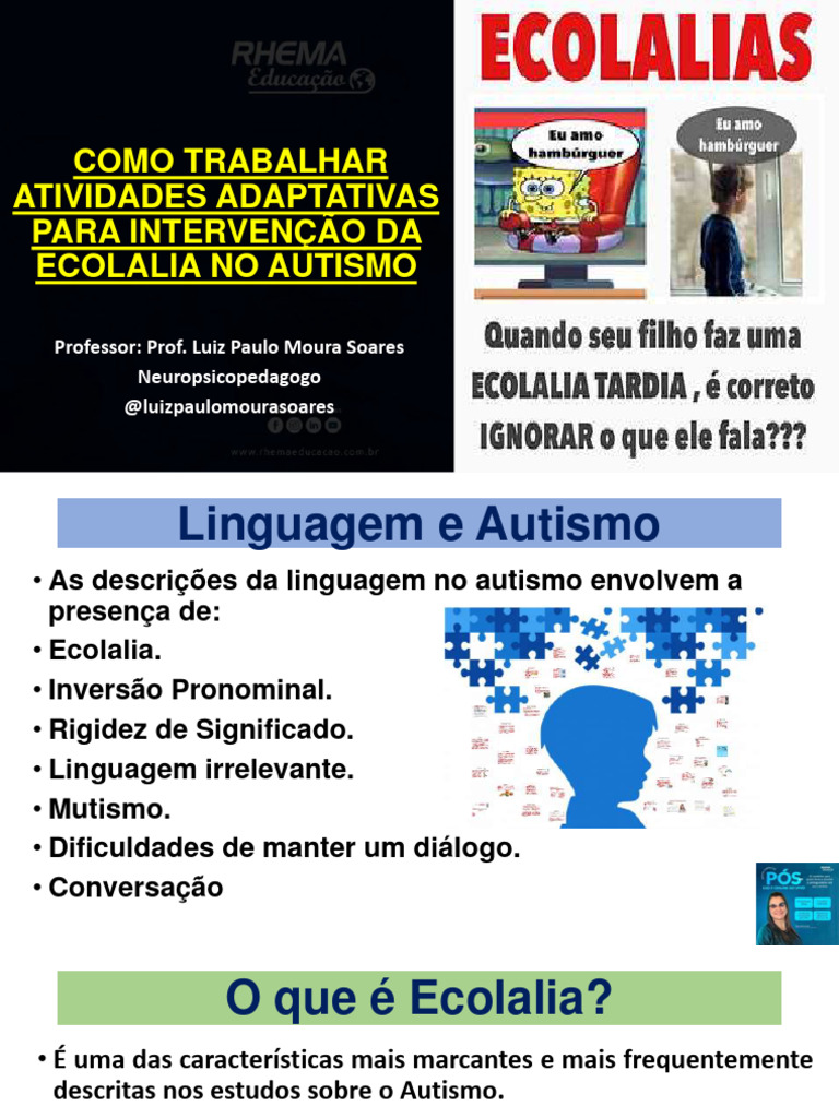 Intervenção Ecolalia | PDF | Espectro do autismo | Comunicação