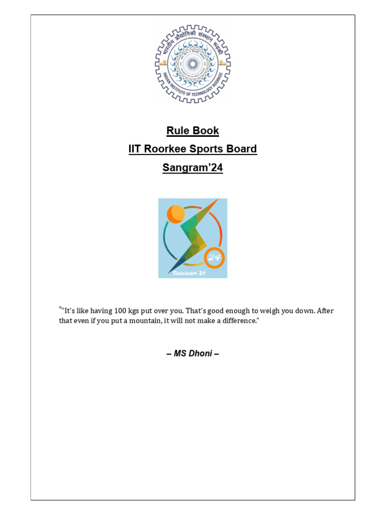 Official Rulebook Sangram 2024 | PDF | Sports | Athletic Sports