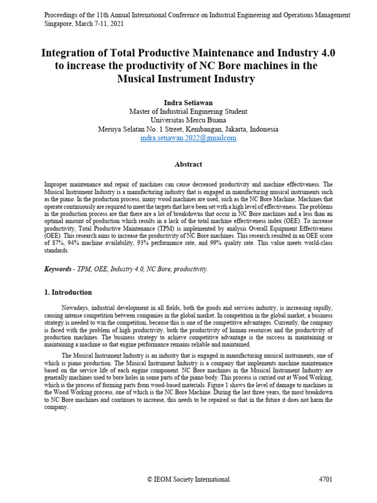 Integration of Industry 4.0 Technologies Into Total Productive ...