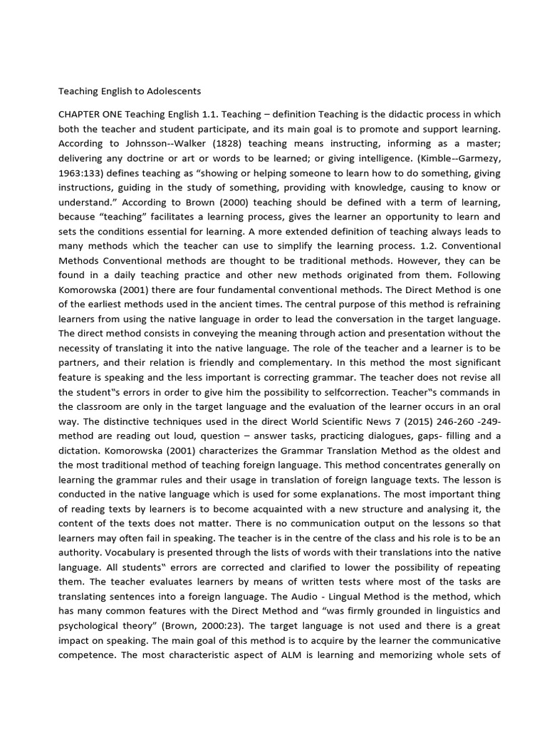 Teaching English Methods for Adolescents | PDF | Learning | Adolescence