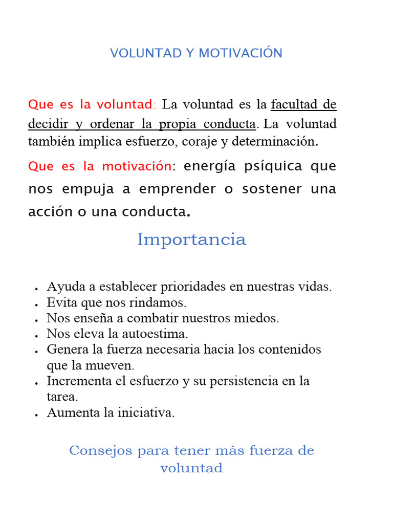 Voluntad y Motivación | PDF Voluntad y Motivación | PDF
