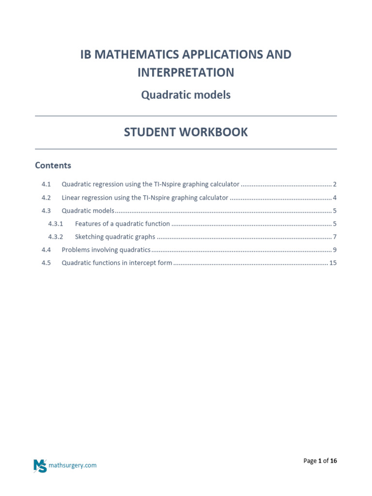 Quadratic Regression with TI-Nspire | PDF | Linear Regression ...