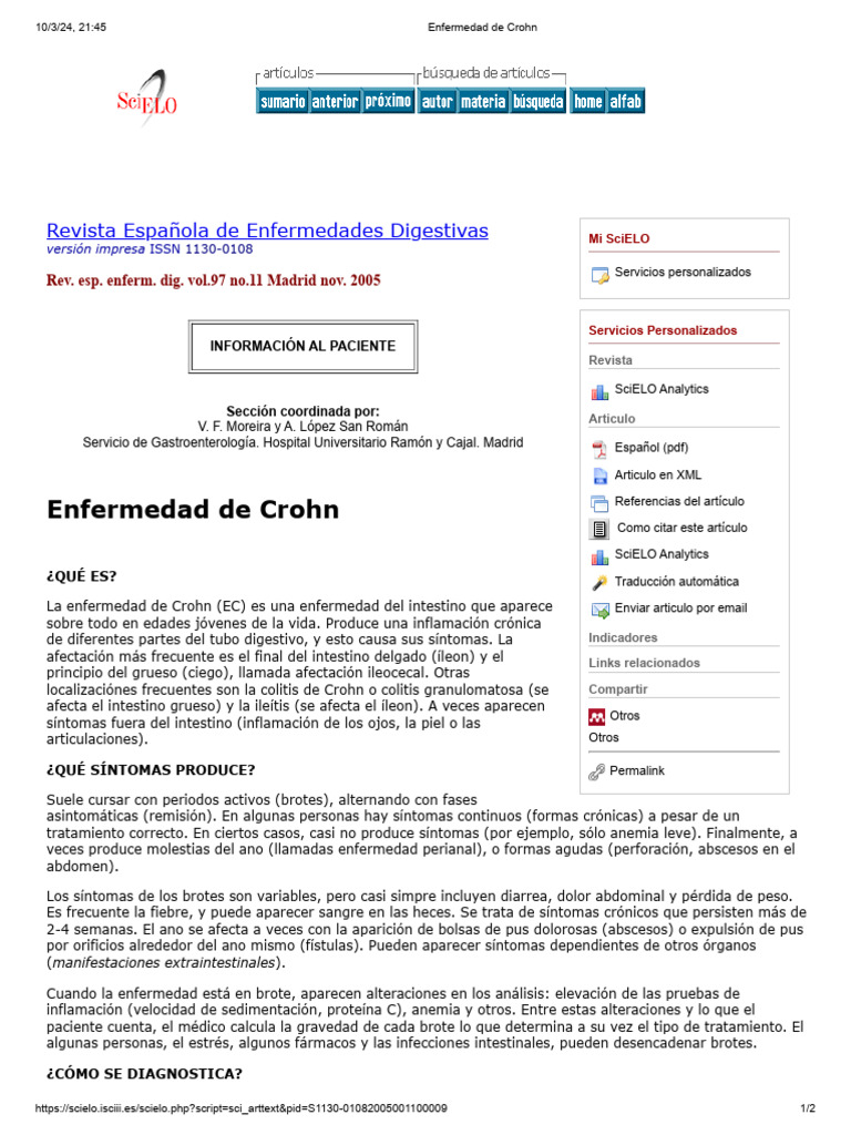 Enfermedad de Crohn | PDF | Enfermedad de Crohn | Gastroenterología
