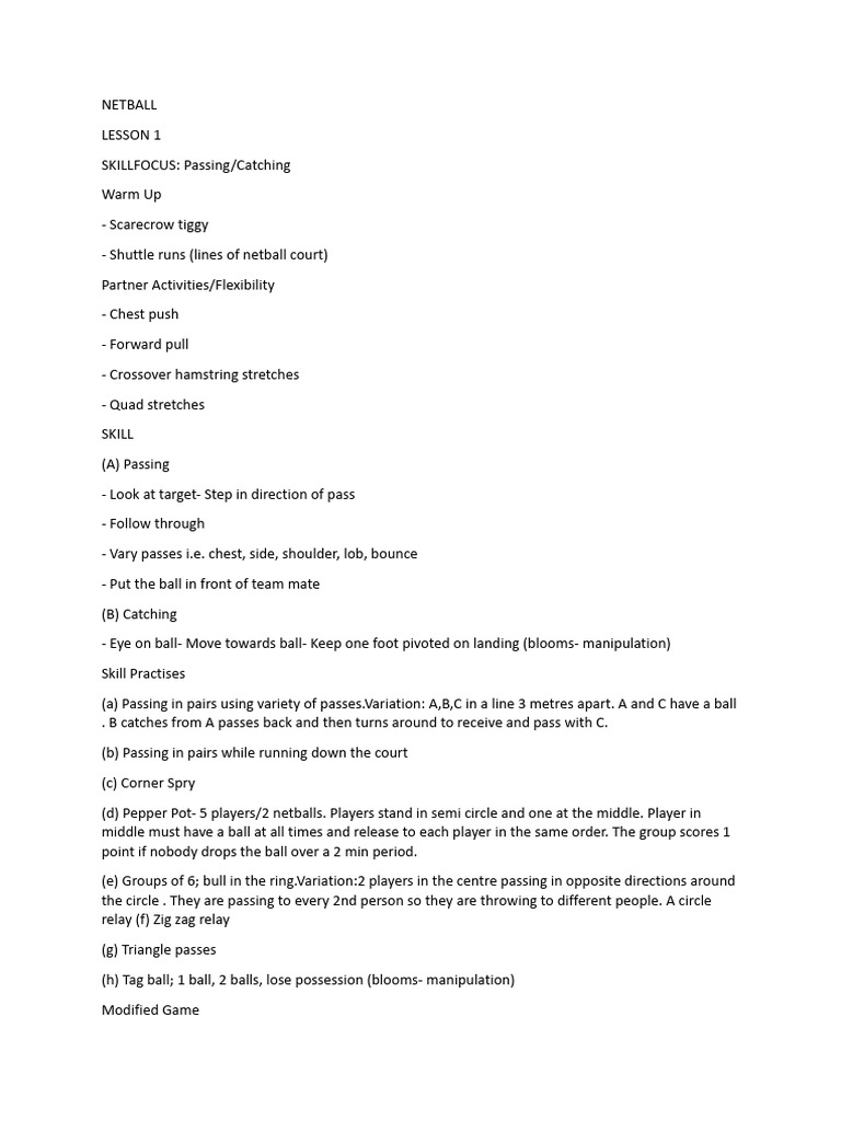 NETBALL.docx | PDF | Ball Games | Athletic Sports