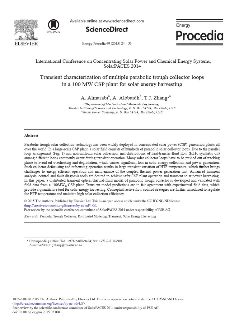 Transient Characterization of Multiple Parabolic Trough Collect 2015 ...