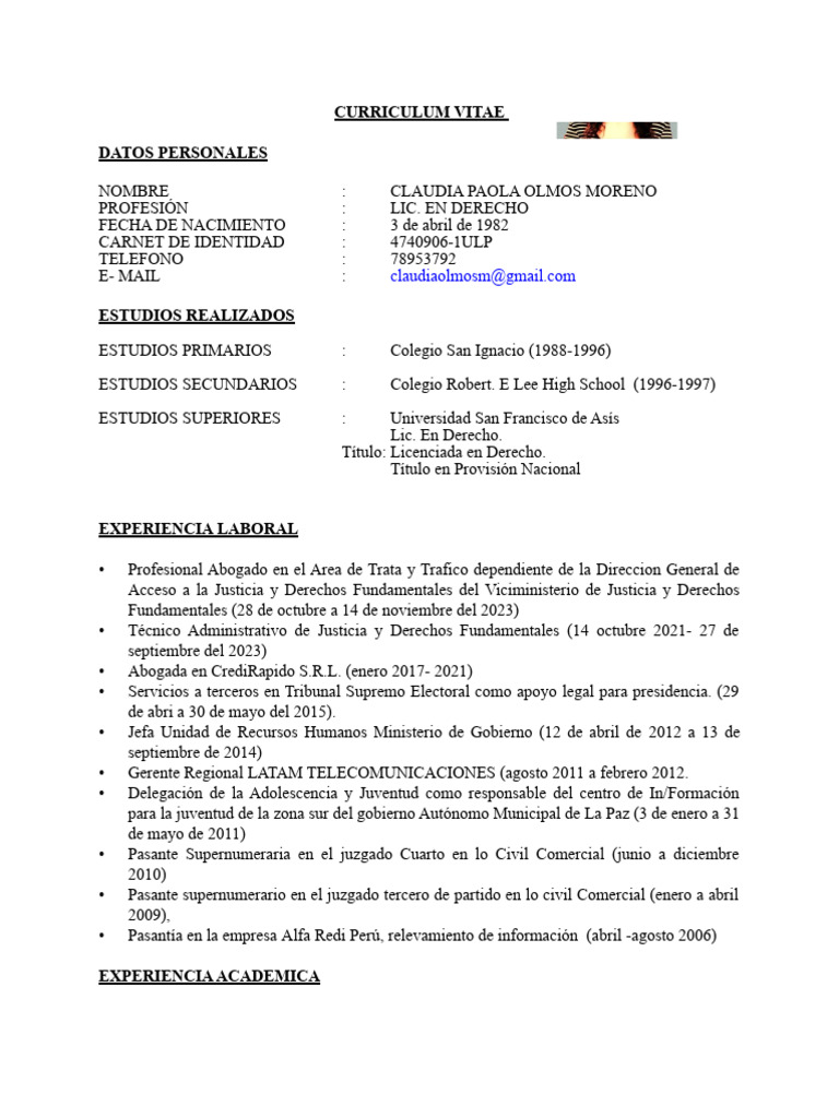 CV Clau 2023 | PDF | Abogado | Justicia