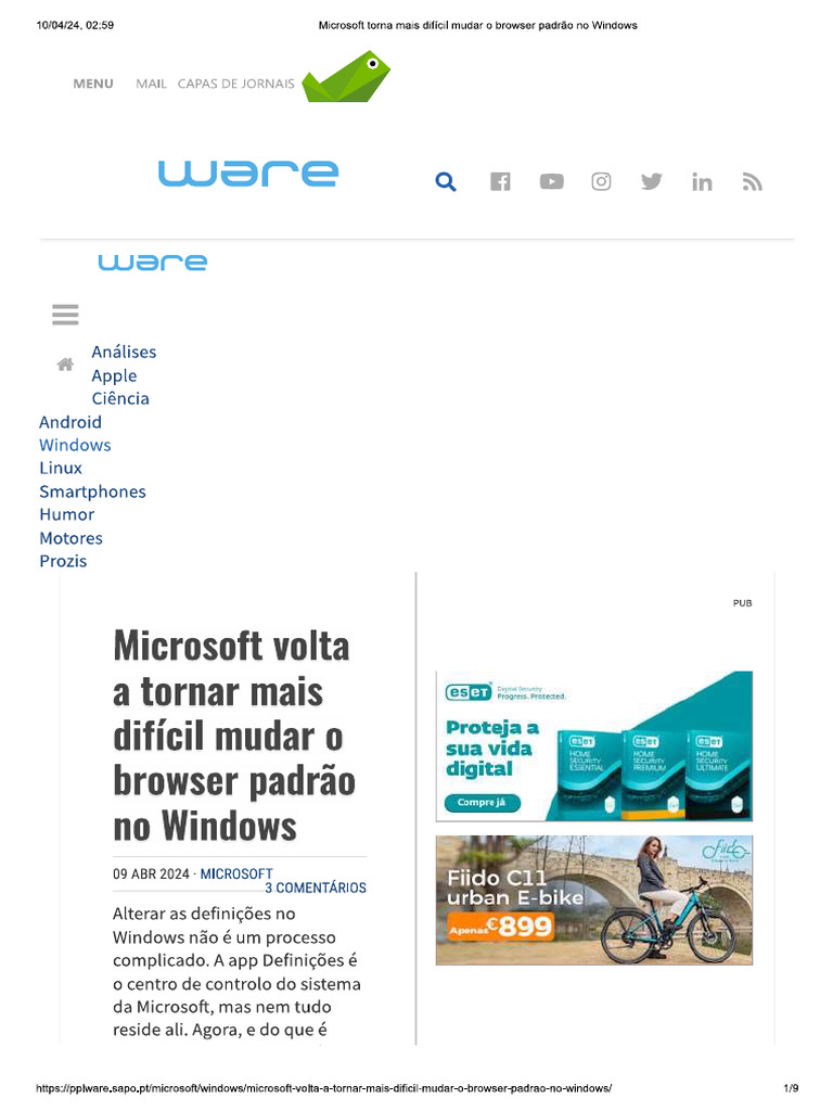 Ppwlare Microsoft Torna Dificil Trocar Browser | PDF
