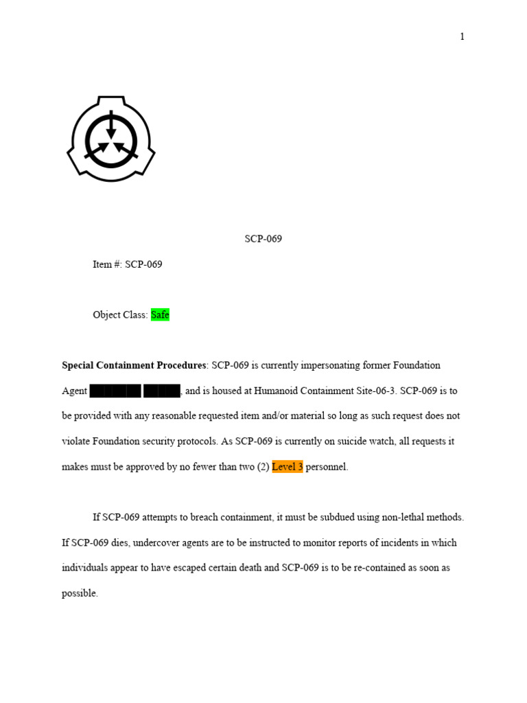 SCP-069 | PDF | Firefighter