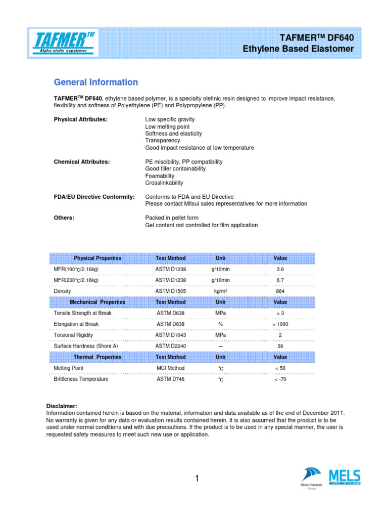 Tds e DF640 | PDF | Polyethylene | Chemical Substances