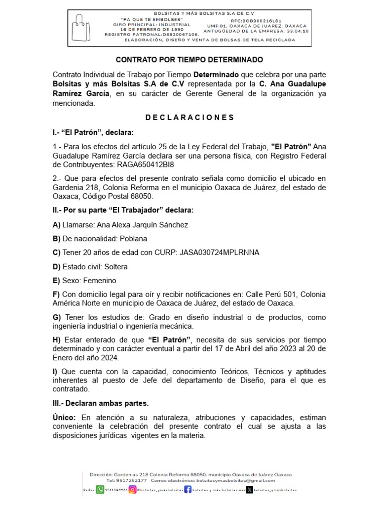 contrato determinado | PDF | Derecho laboral | Salario