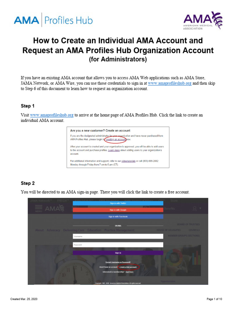 Quick Guide - Get Started with AMA Profiles Hub - for nonphysician customers_1 (1) | PDF ...