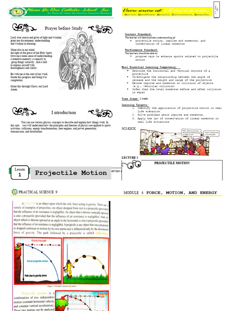 Projectile Motion Module | PDF | Momentum | Force