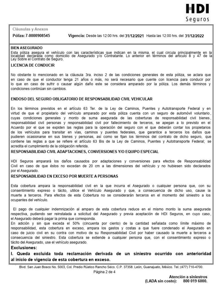 Hdi Pag 3 | PDF | Póliza de seguros | Seguro