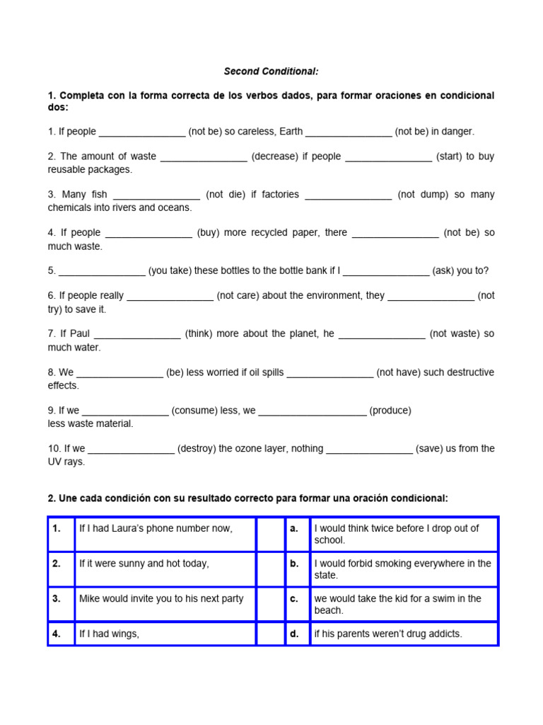 Activity 1 - Second Conditional | PDF | Waste