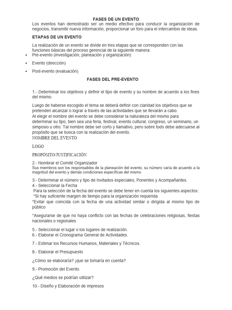 Fases de Un Evento | PDF | Negocios