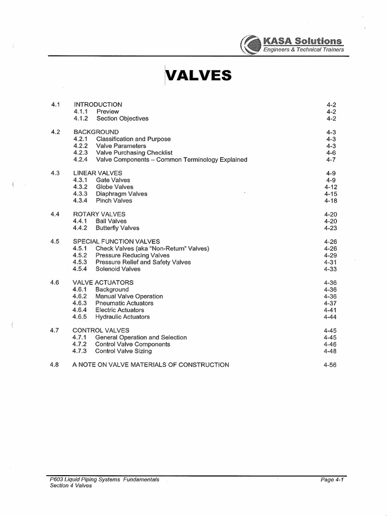 Design Guide - Piping - Kasa - Fundamentals Training 04 - Valves | PDF ...