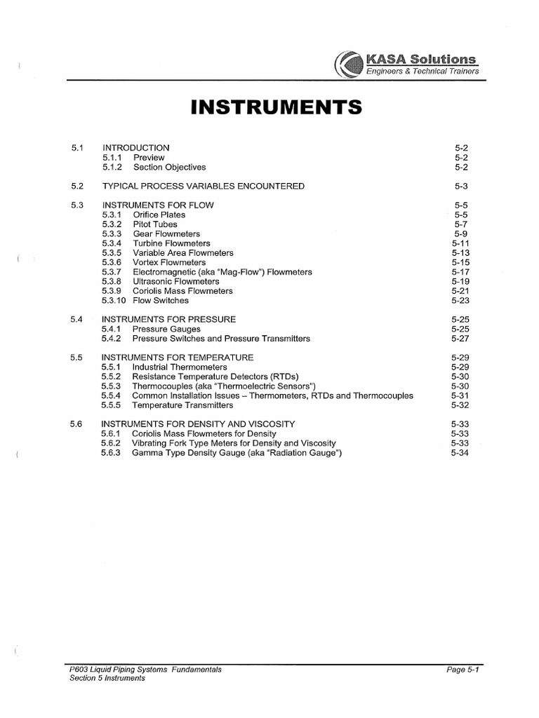 Design Guide - Piping - Kasa - Fundamentals Training 05 - Instruments ...