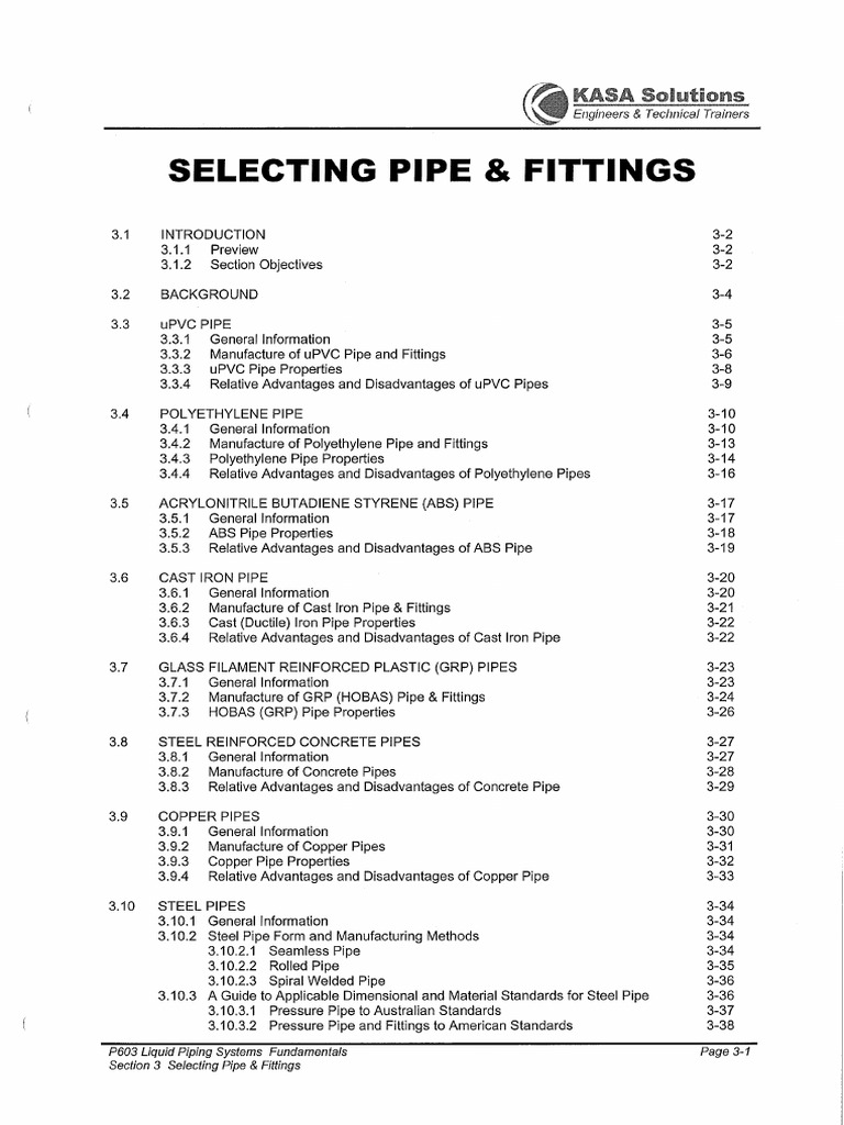 Design Guide - Piping - Kasa - Fundamentals Training 03 - Selecting Pipe & Fittings | PDF | Pipe ...