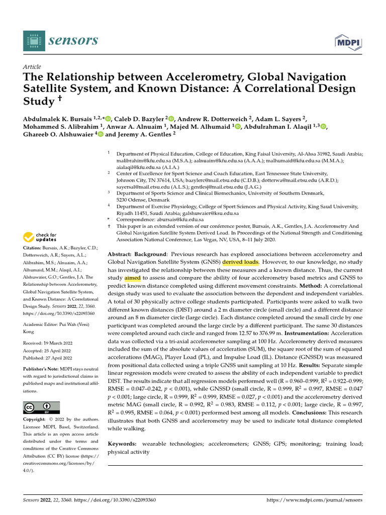 The Relationship Between Accelerometry Global Navigation Satellite System And Known Distance A 