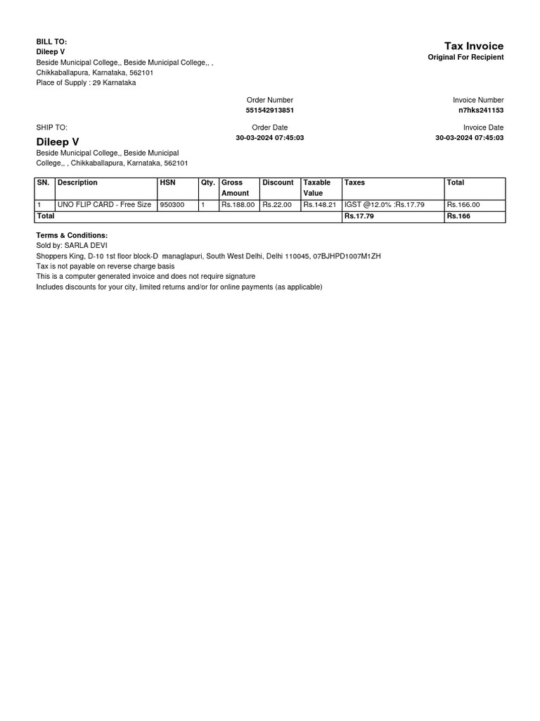 Ms Invoice 551542913851 1 | PDF