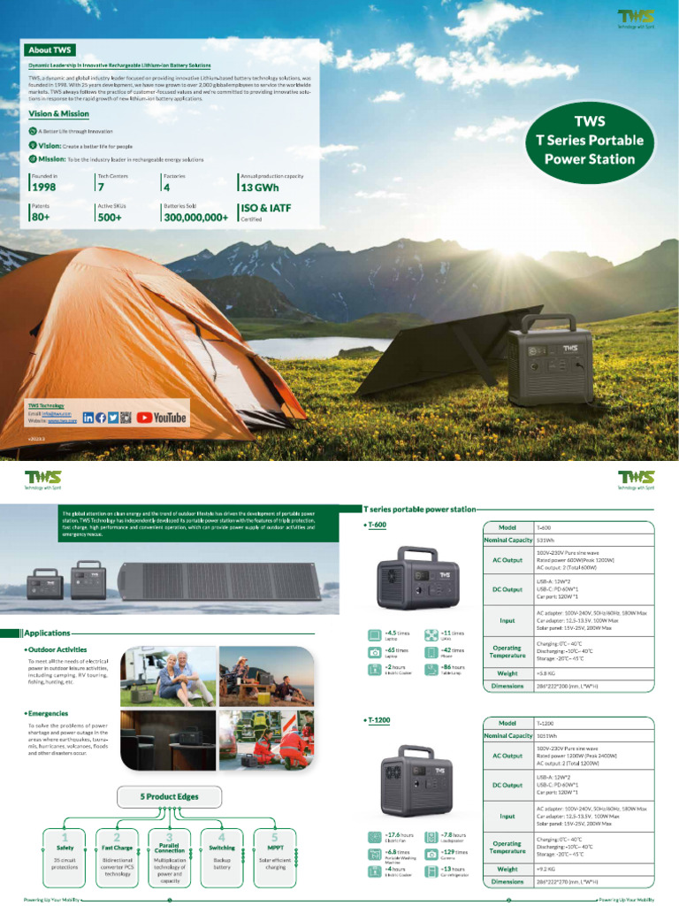 TWS Product Flyer_T Series Portable Power Station_EN_2023.3 | PDF