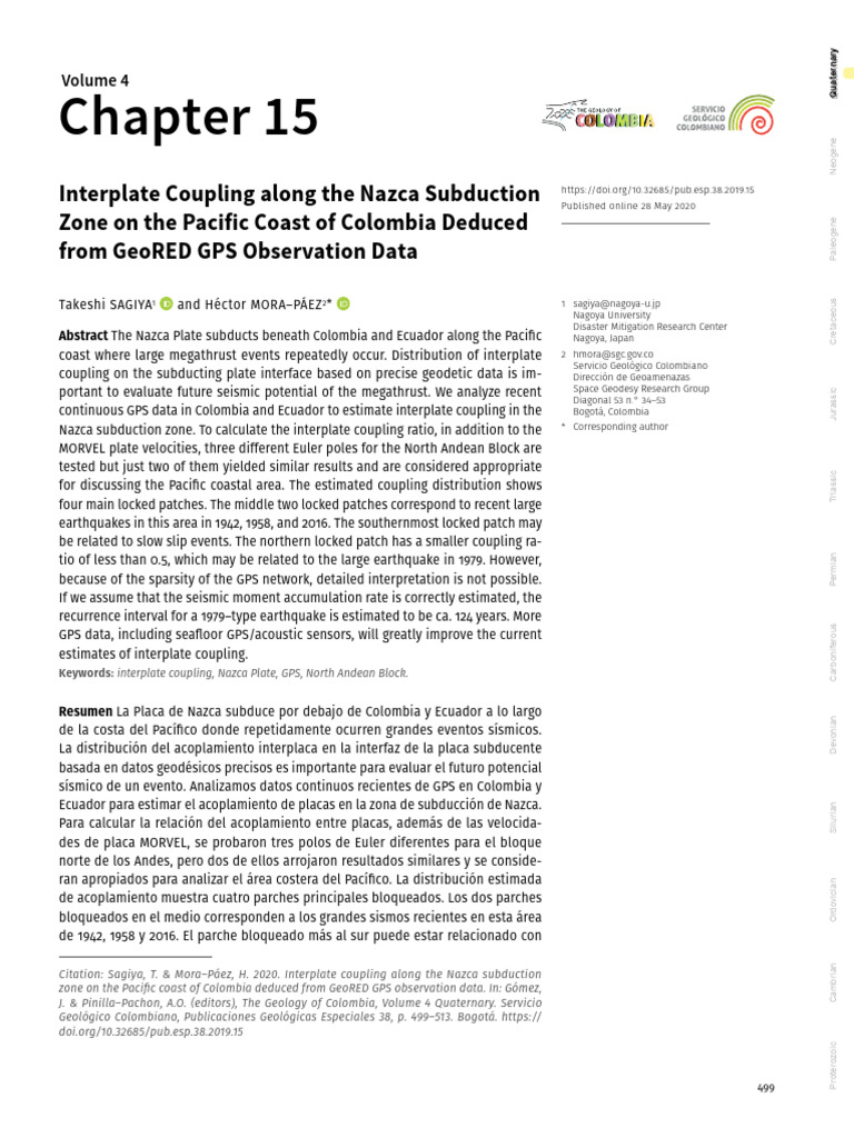 Interplate Coupling Along the Nazca Subduction Zone on the Pacific ...